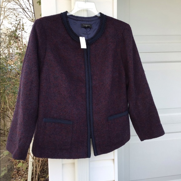 Talbots | Jackets & Coats | Nwt Talbots Navy Maroon Boiled Wool Lined ...